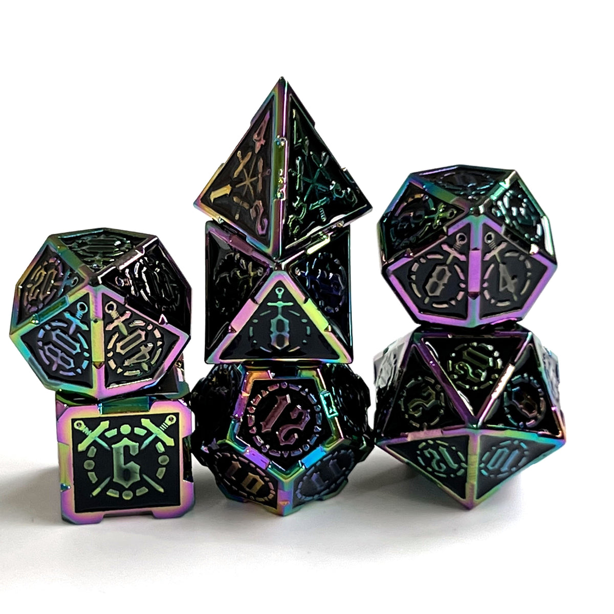 The Guild in Prismatic Chrome, Hollow Metal RPG Set – DnDice