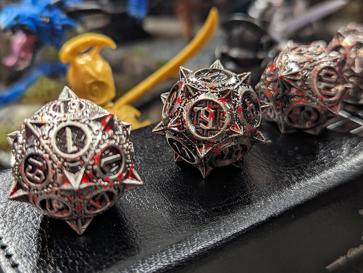 The Last Step in Bloodied Iron - Solid Metal DnD Dice Set | Rune Forge ...